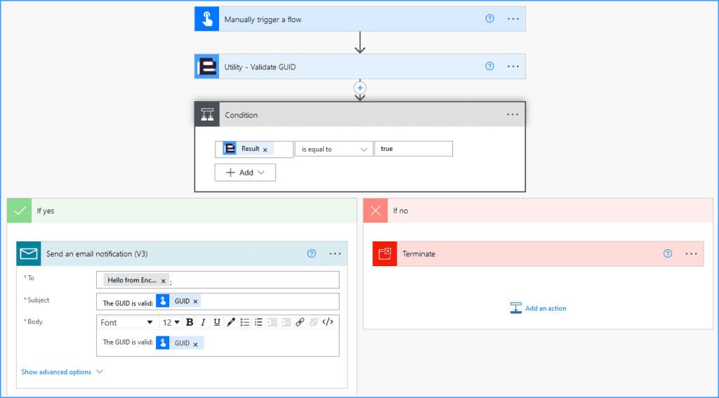 Validate a GUID in Power Automate — Encodian