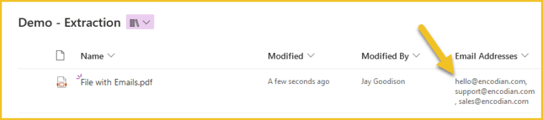Extract email addresses from a document using Power Automate