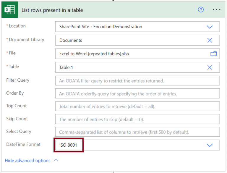 Generate Word documents with repeating tables using Power Automate