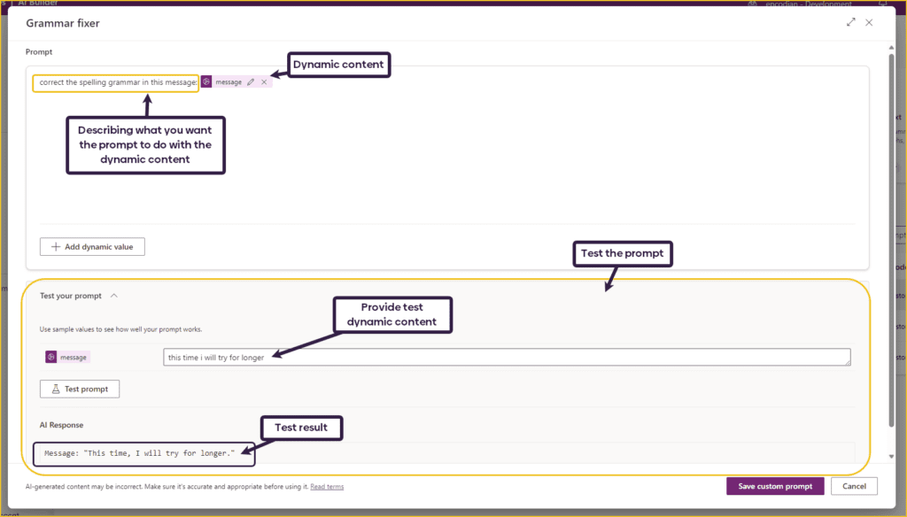 Using Custom AI Prompts in Power Apps and Power Automate — Encodian