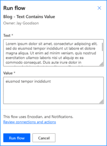 Check text contains a value with Power Automate — Encodian