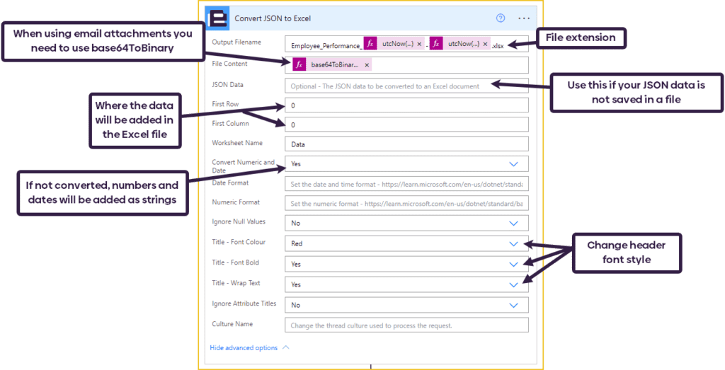 Convert JSON to Microsoft Excel — Encodian