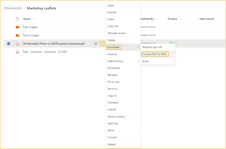 Split and Convert PDF Pages to PNG Files in Power Automate — Encodian