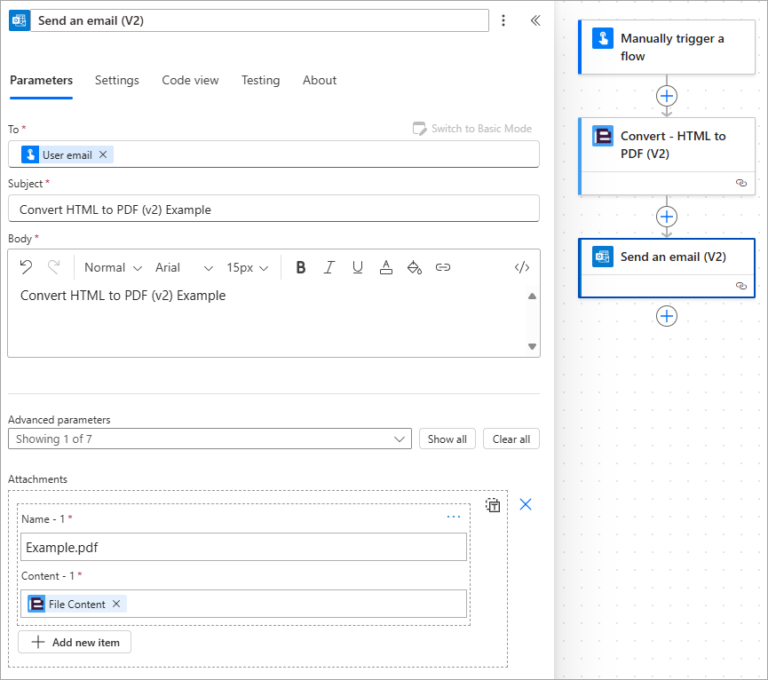 Convert HTML to PDF in Power Automate using a Flexbox layout