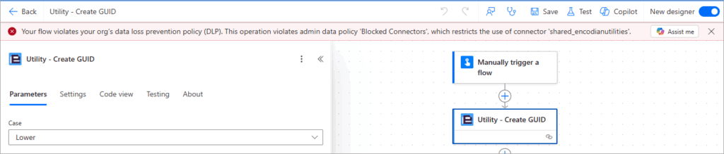 Blocked by Data Loss Prevention (DLP) policy in Power Automate