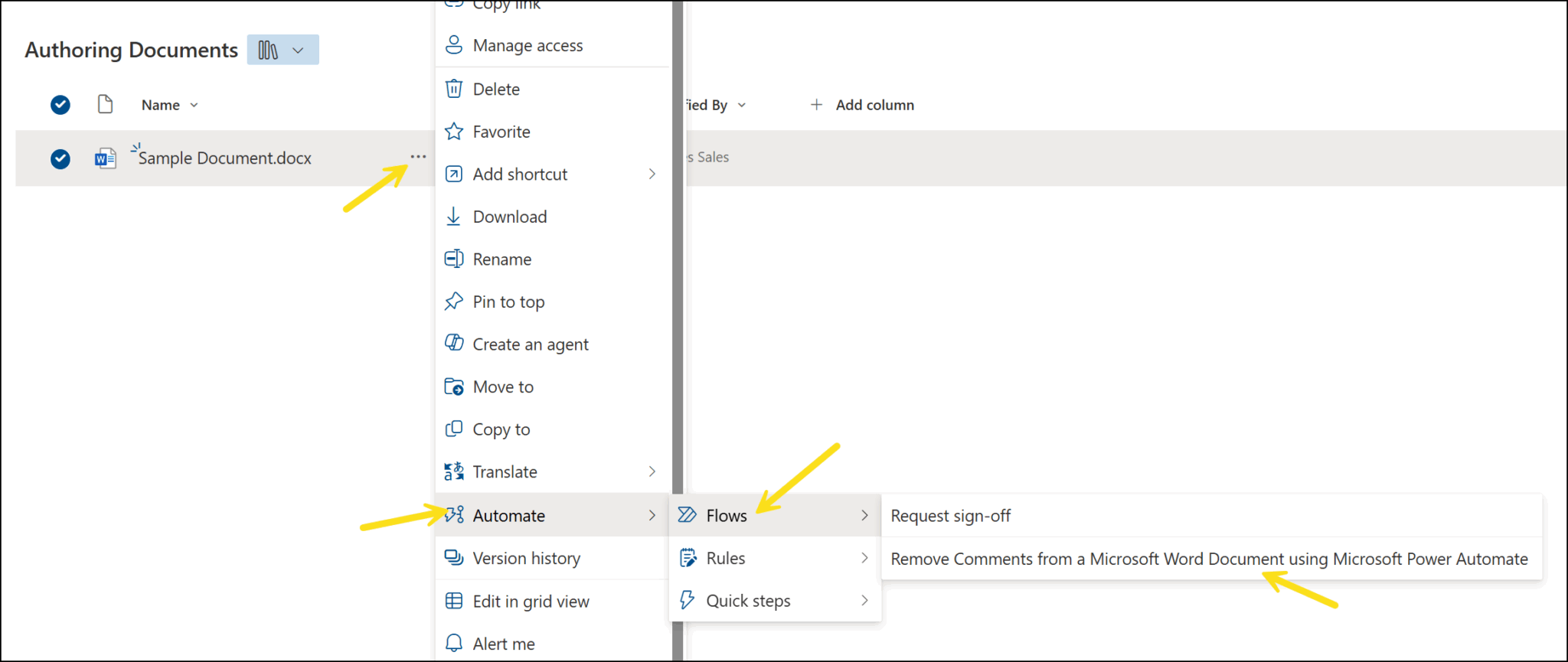 Remove Comments from a Word Document with Power Automate